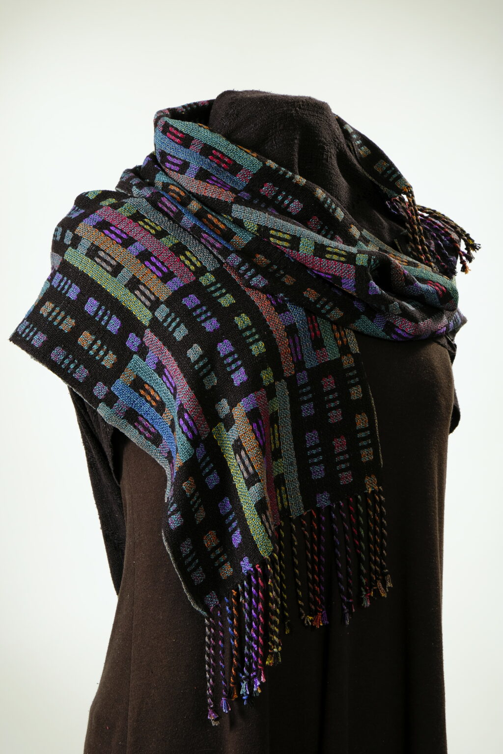 Double Weave Scarves in Dark Colors - Muffy Young Handweaving